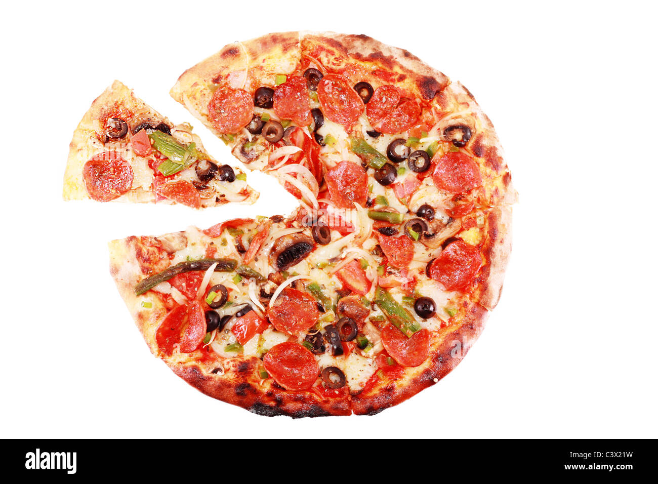 Top view of a sliced pizza Stock Photo - Alamy