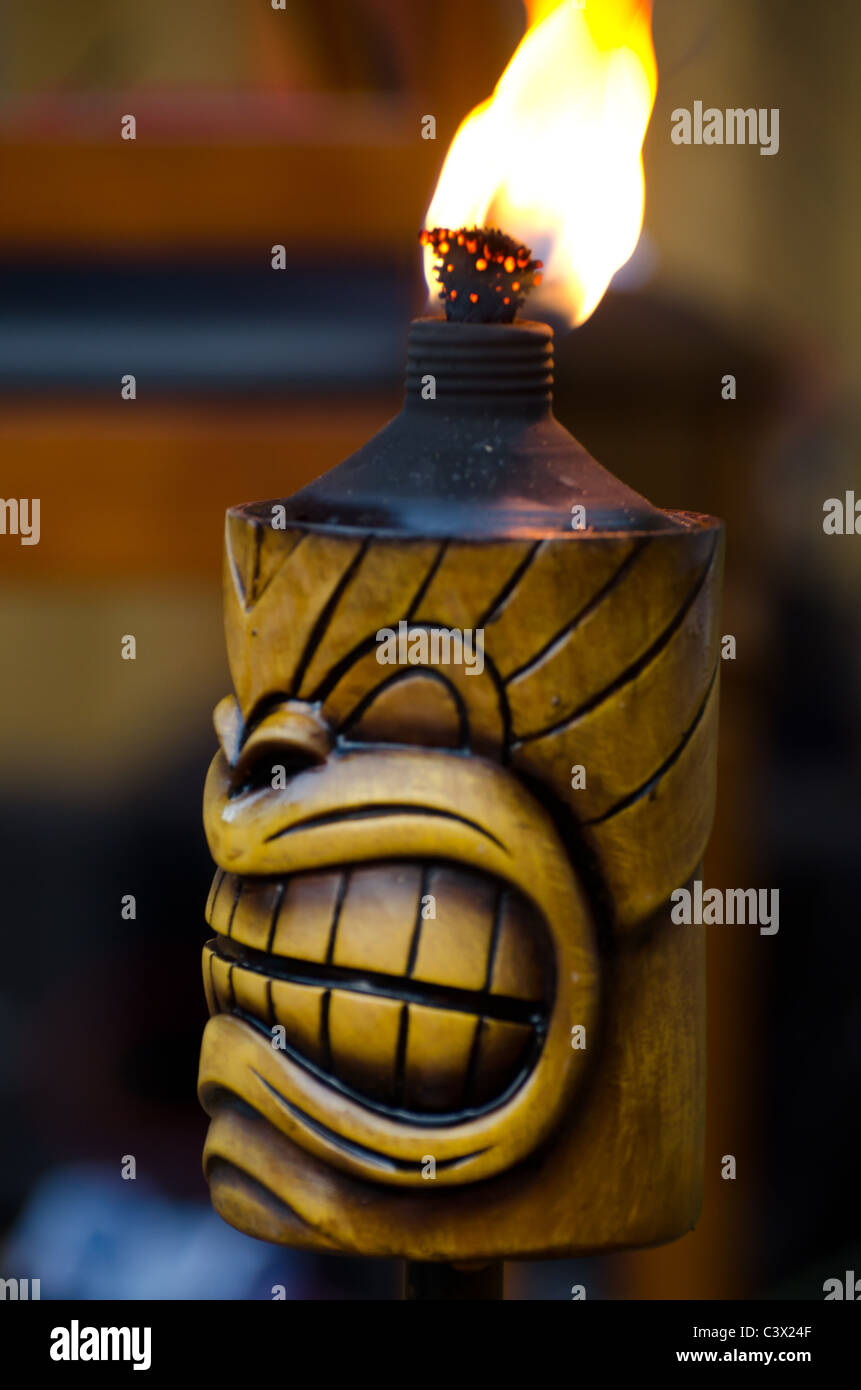 Tiki Torch with Flame Stock Photo - Alamy