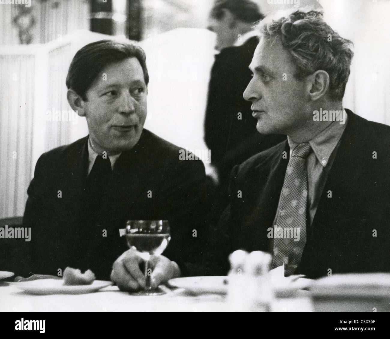LAURIE LEE English poet and writer at left with fellow writer Stephen ...