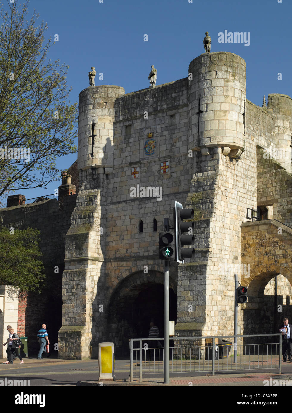 Bootham Bar section of the City Walls in spring York North Yorkshire ...