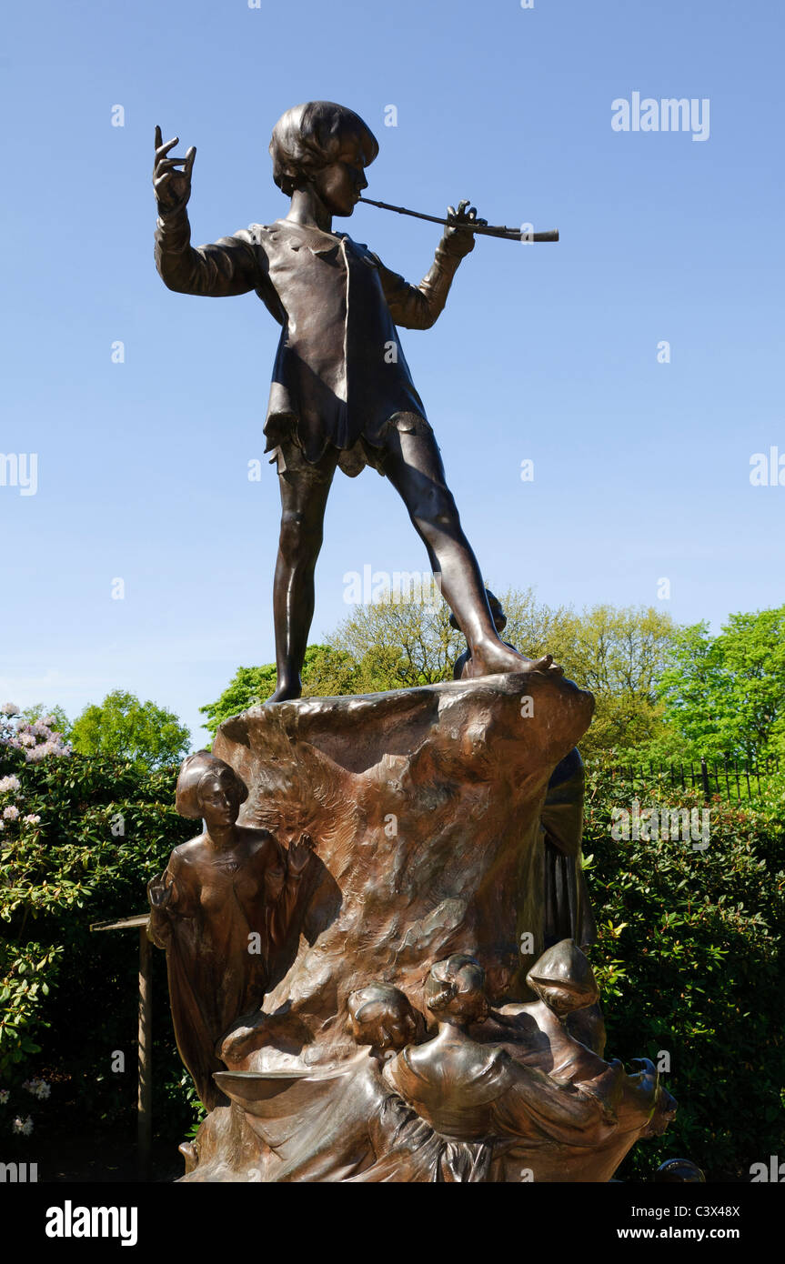 Statue in Sefton Park Liverpool. James Barrie's Peter Pan Stock Photo ...