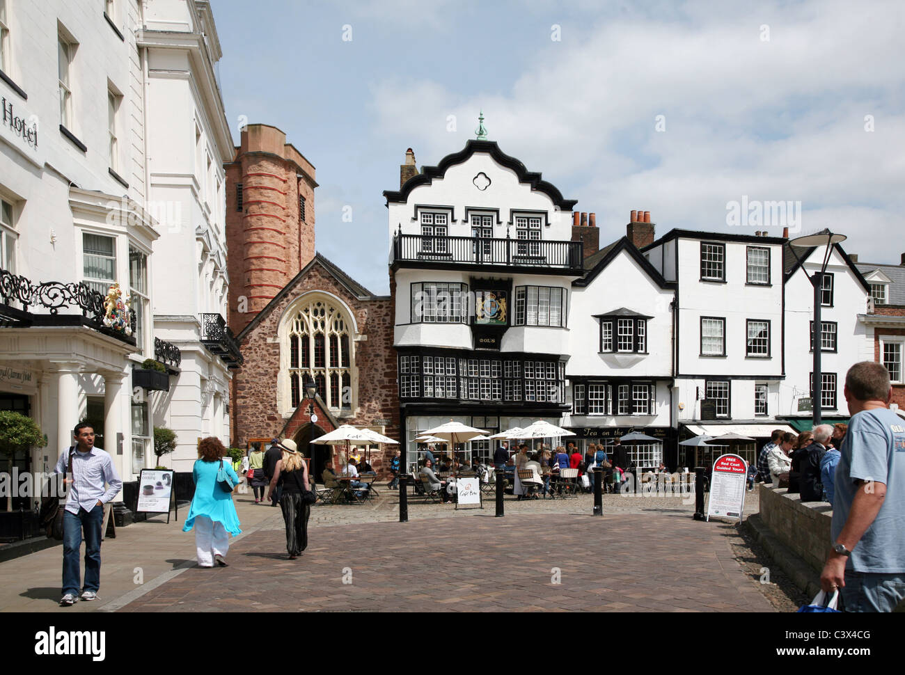 Exeter - View of Cathedral Close showing Mol's House (1596 Stock Photo ...