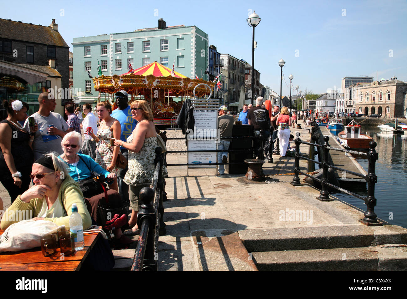 Tourist cafe in the historic Barbican area of Plymouth Stock Photo - Alamy