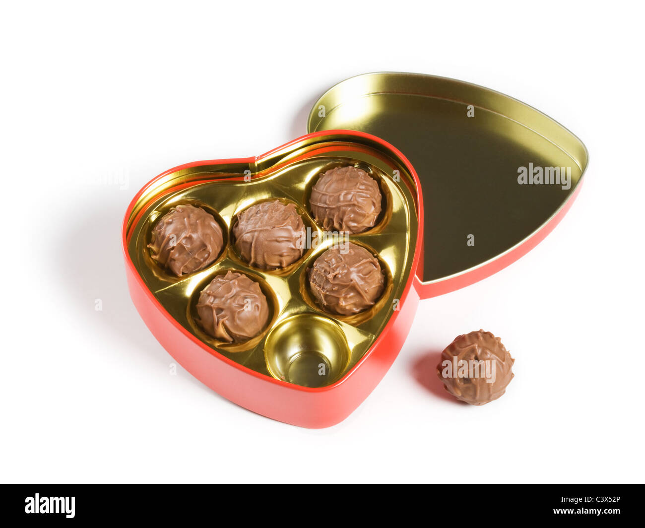 Heart shaped chocolates on white background Stock Photo - Alamy