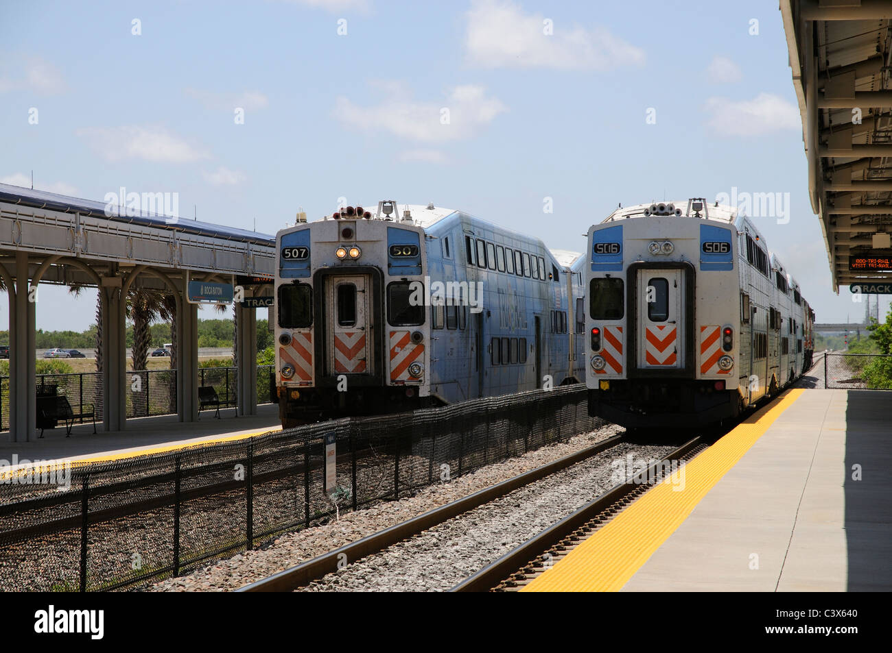 Tri Rail trains departing and arriving at Boca Raton Station Florida ...