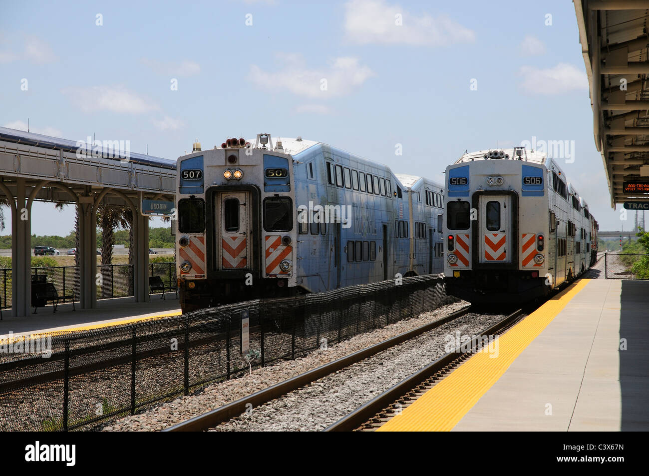 Tri Rail trains departing and arriving at Boca Raton Station Florida ...