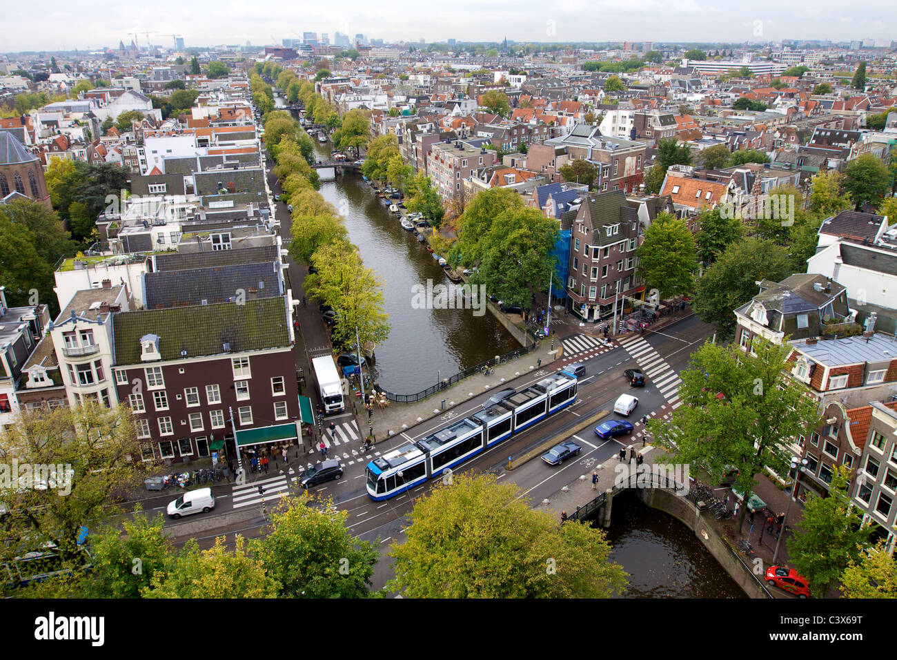 Aerial view of Amsterdam City, buildings and canals Stock Photo - Alamy