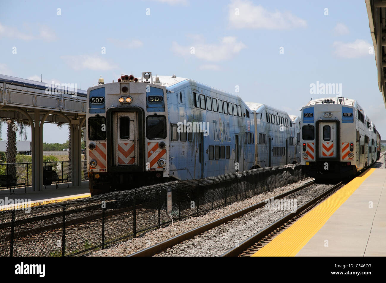 Tri Rail trains departing and arriving at Boca Raton Station Florida ...
