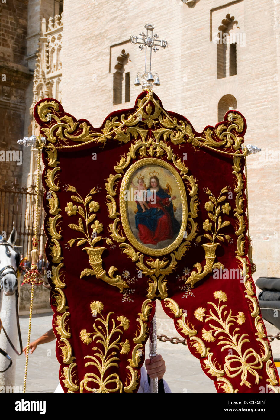 Catholic procession banner hi-res stock photography and images - Alamy