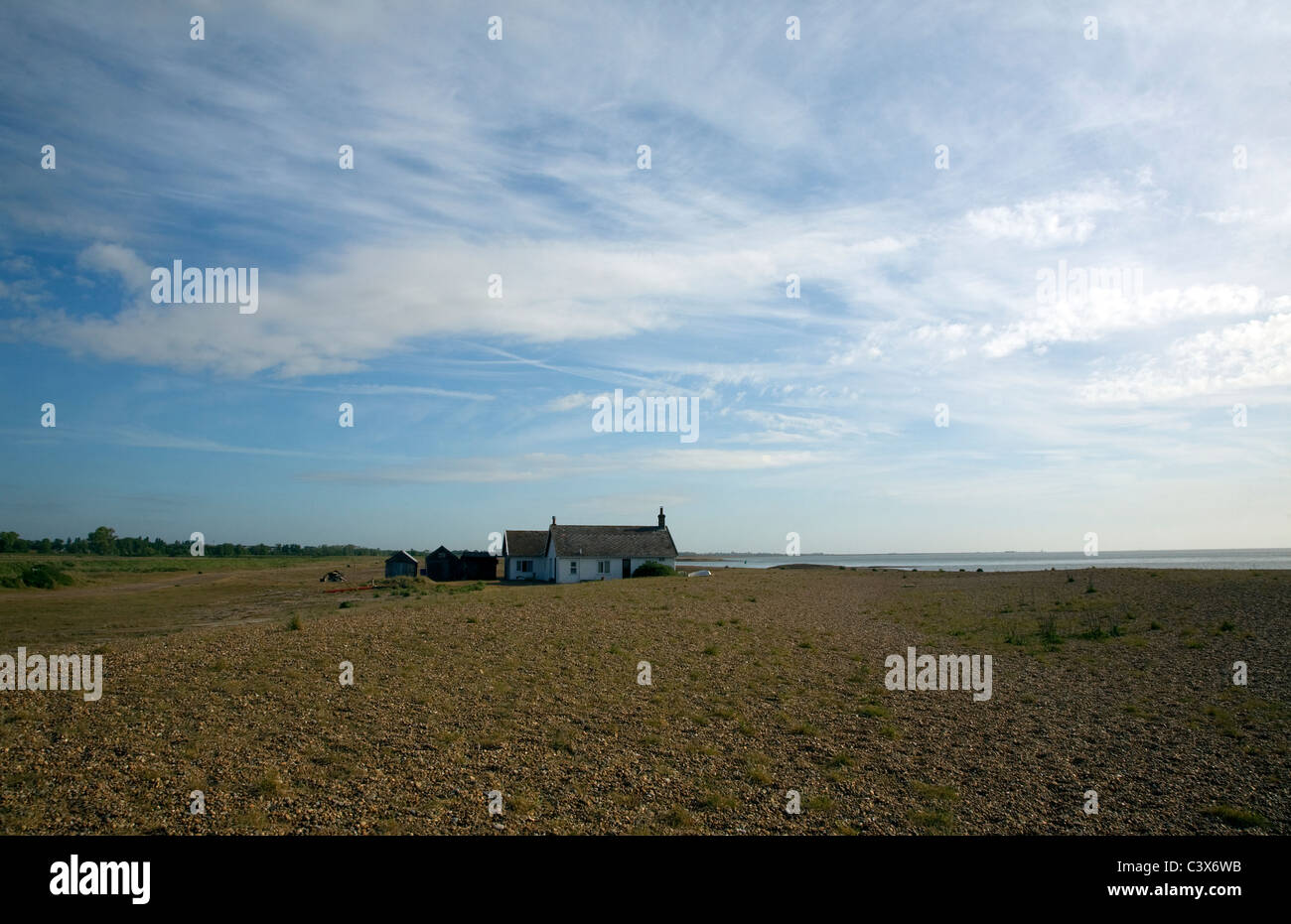 Isolated house on beach Shingle Street Suffolk England Stock Photo - Alamy