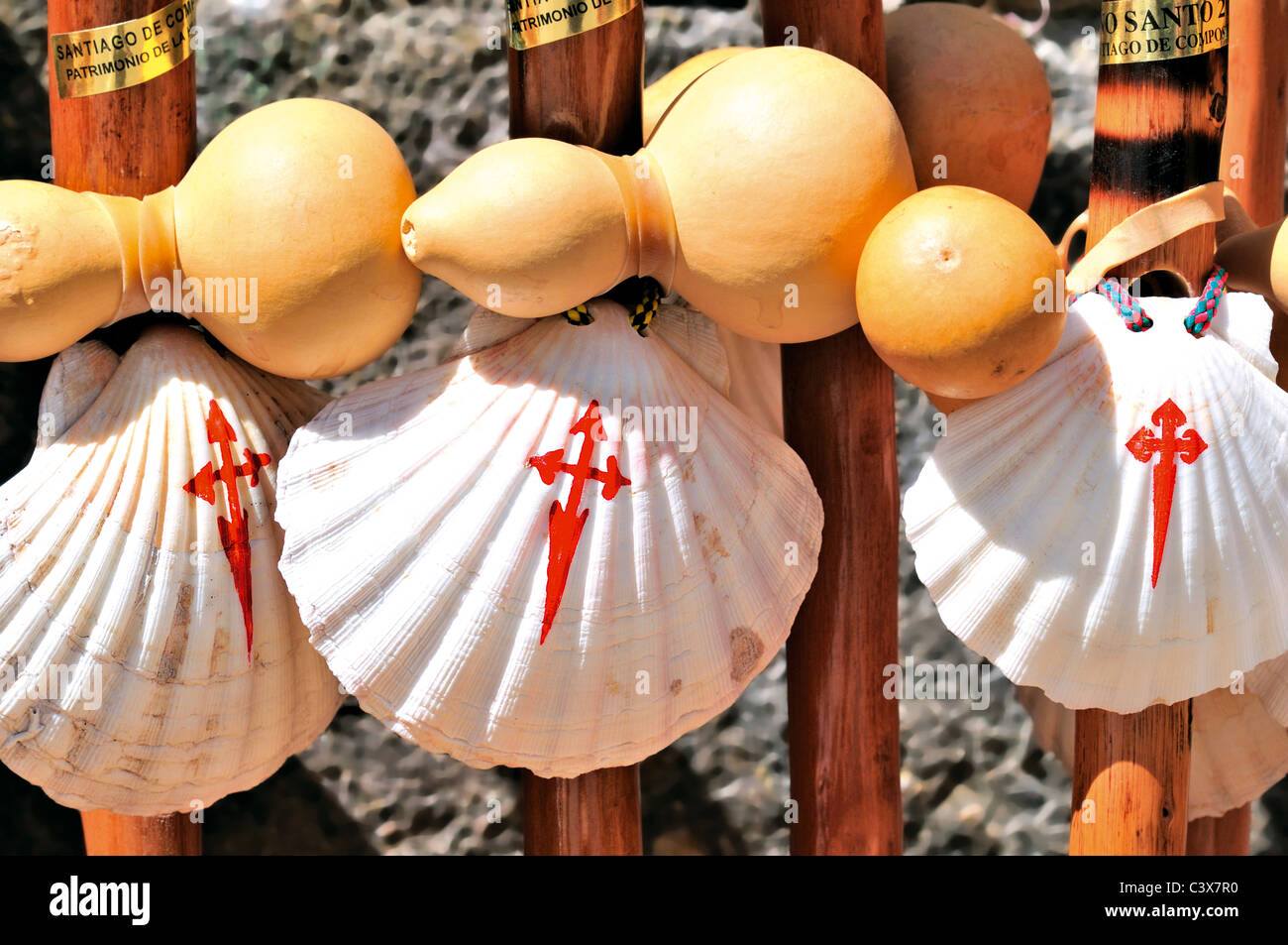 Spain, Galicia: Symbols of the Saint James Way pilgrimage to Santiago ...