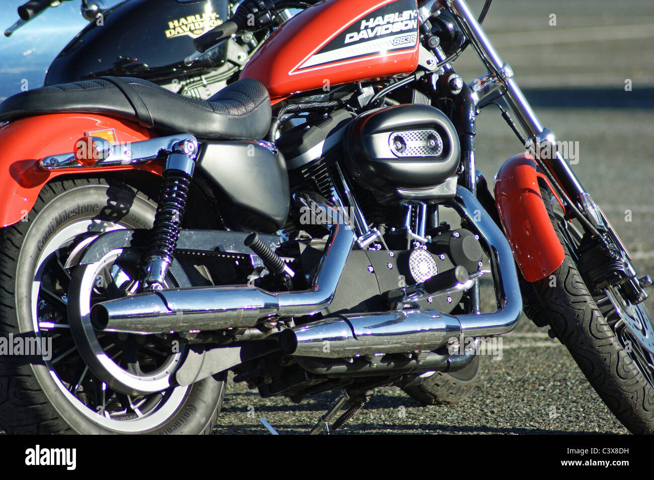 Red and chrome Harley Davidson 883R Stock Photo - Alamy