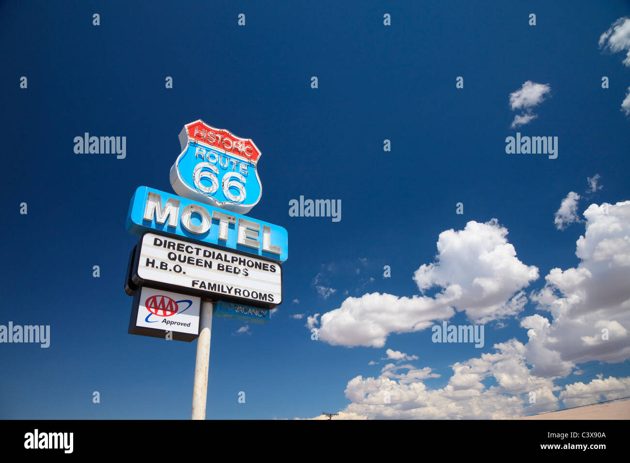 Road Sign for Motel and Route 66 Stock Photo - Alamy