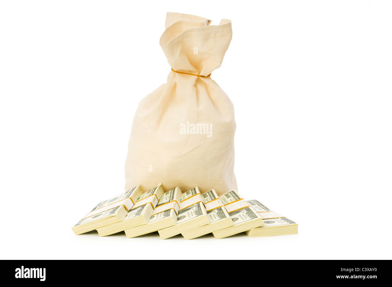 Sacks of money isolated on the white Stock Photo - Alamy
