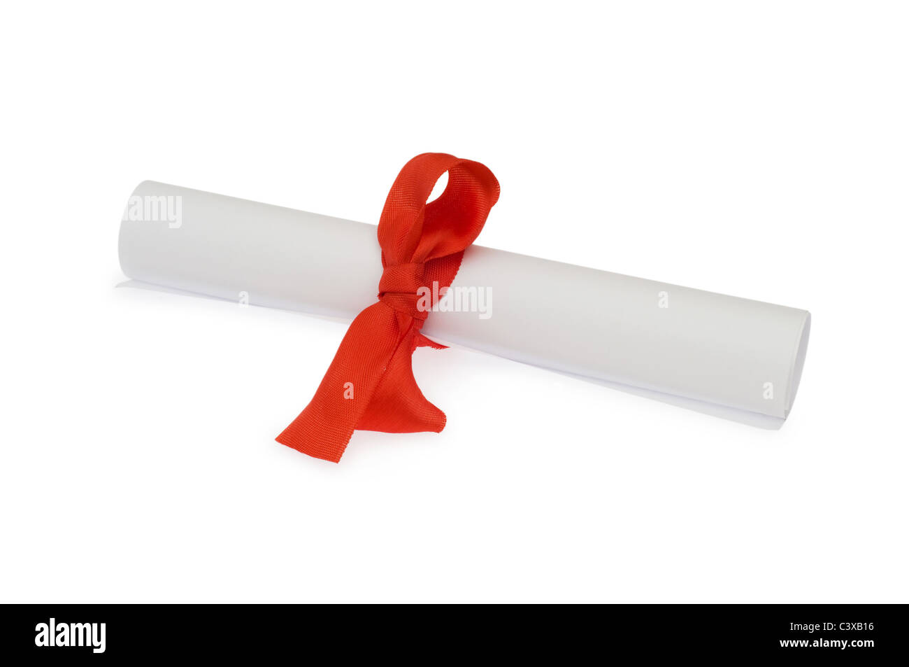 Diploma with red ribbon isolated on white Stock Photo - Alamy
