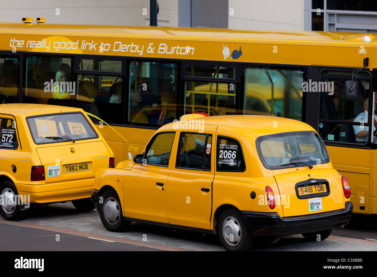 yellow taxi cabs and buses on a busy day Morledge The Cockpit Derby ...