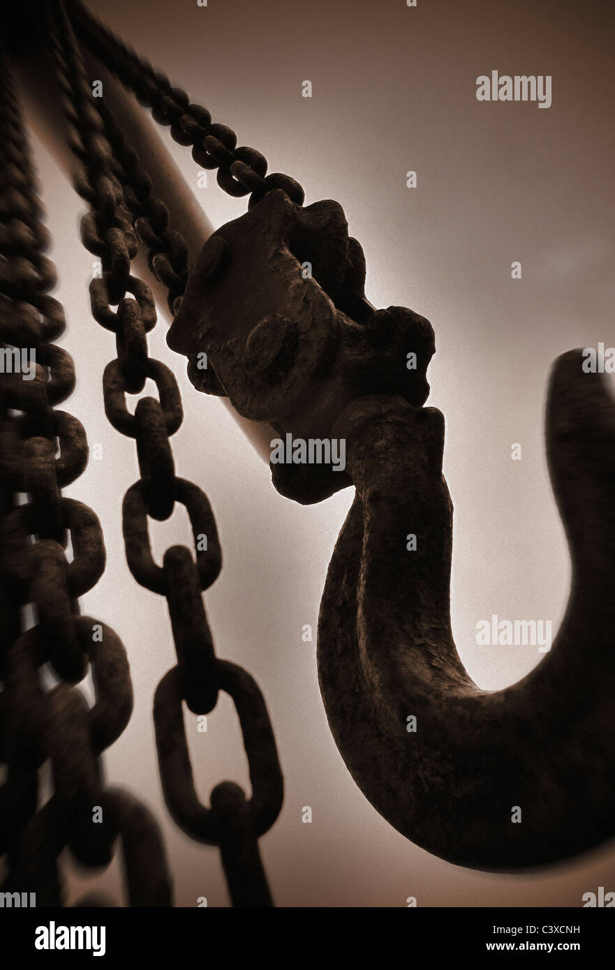 heavy chain and lifting hook Stock Photo - Alamy