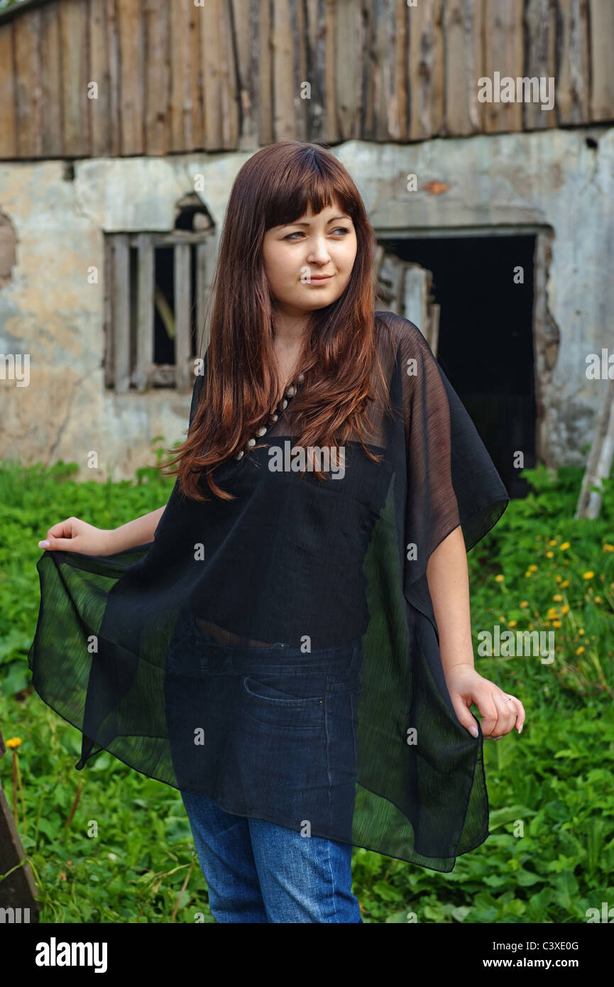 Beauty girl in farmstead Stock Photo - Alamy