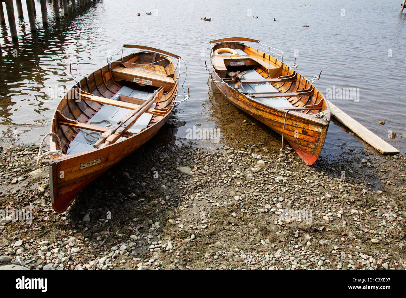 Two rowing boats on lake Stock Photo - Alamy