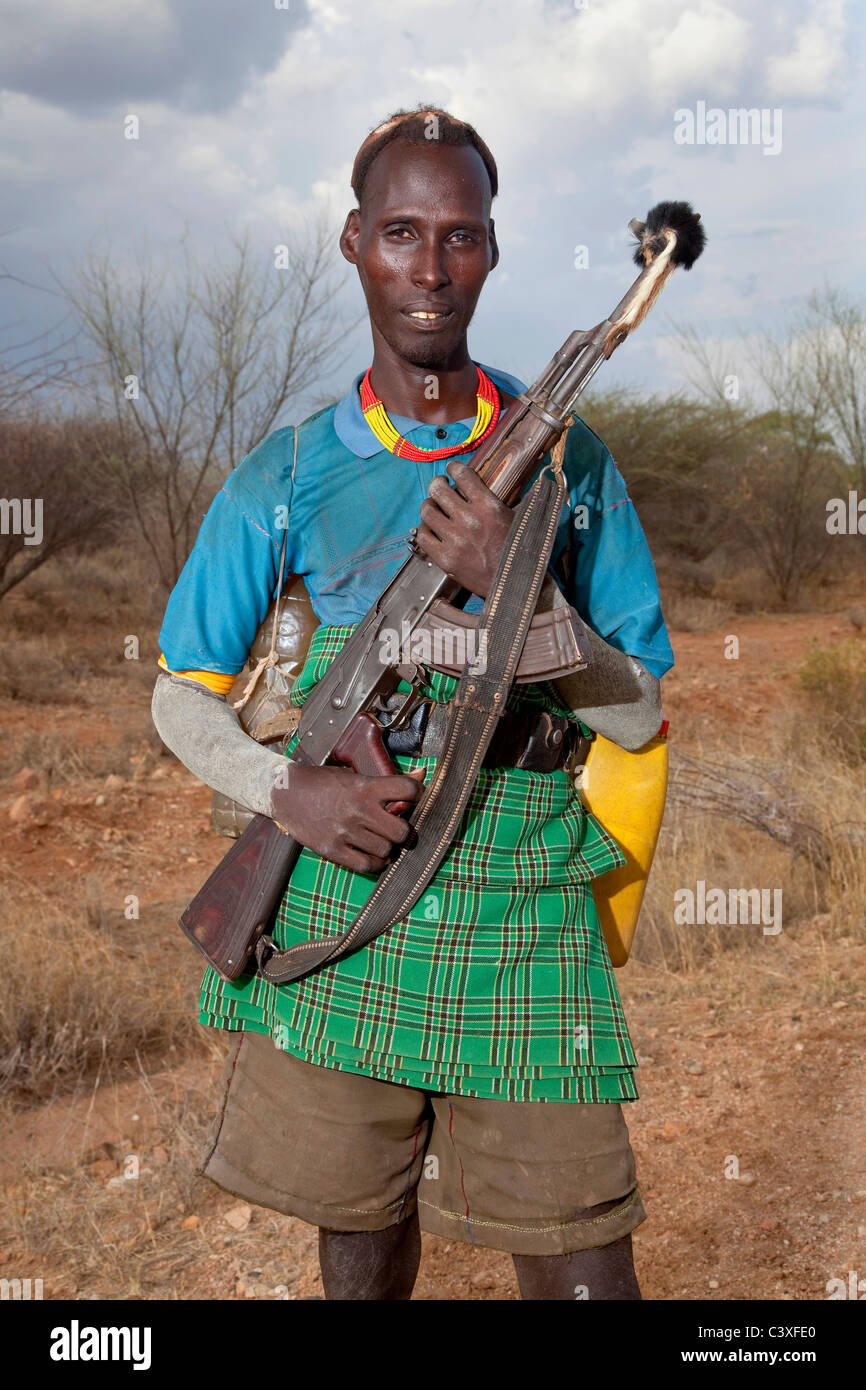 Dassanech, or daasanach, or dasenach people with AK-47 rifle near ...