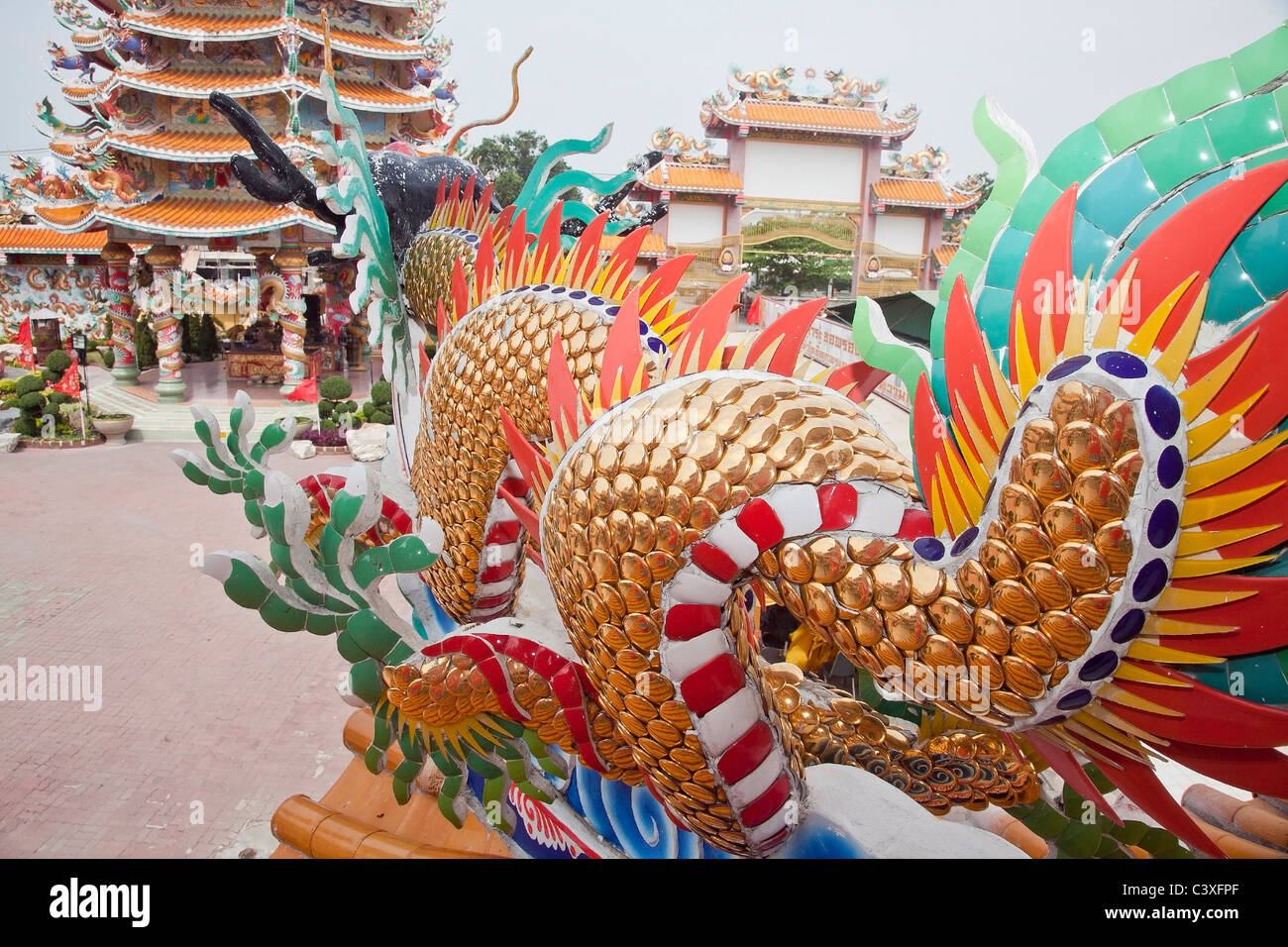 Decor at Naja Chinese Shrine in Angsila, Chonburi,Thailand,Asia Stock ...