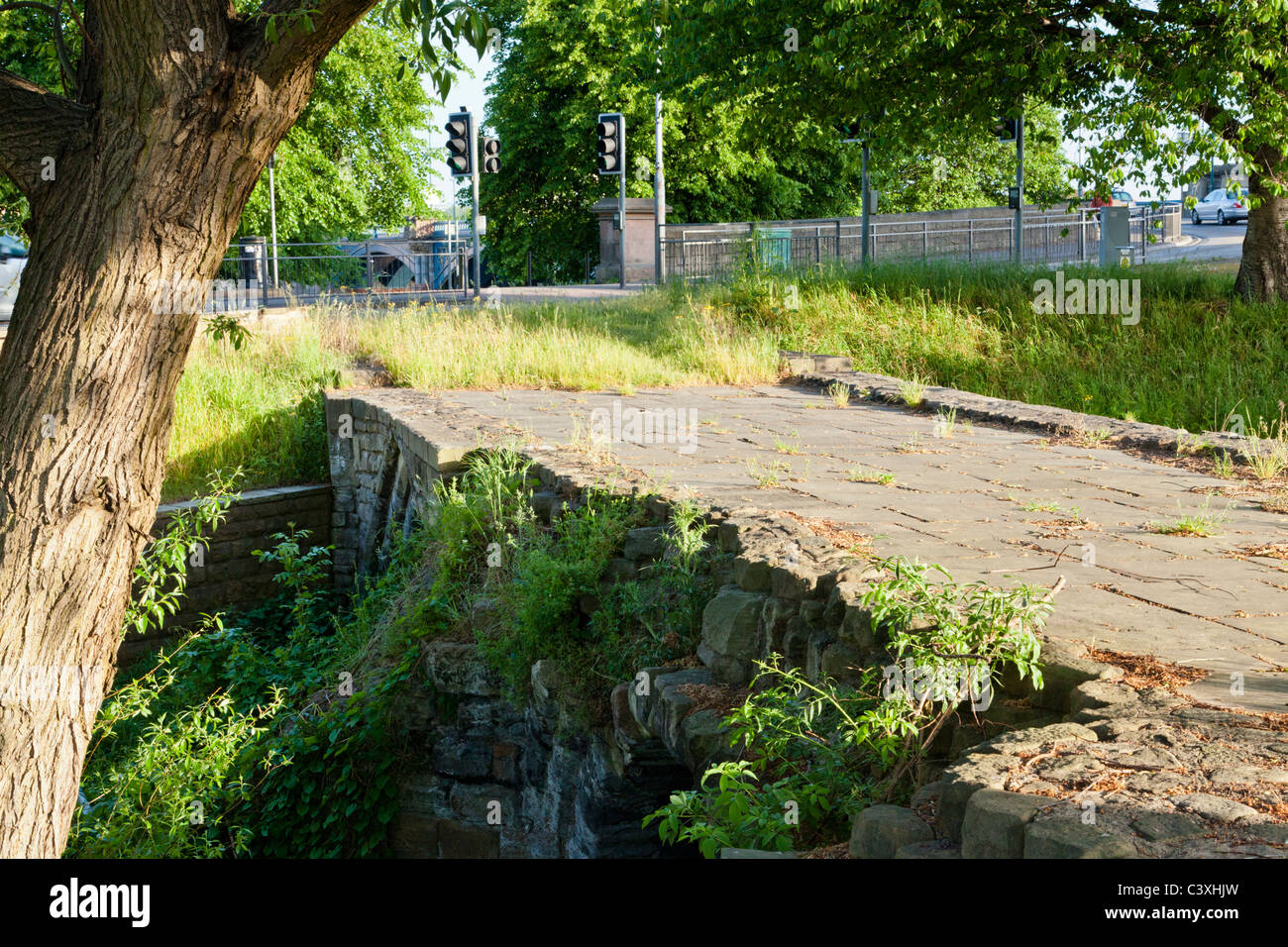 The remains of the original Trent Bridge that spanned the River Trent ...