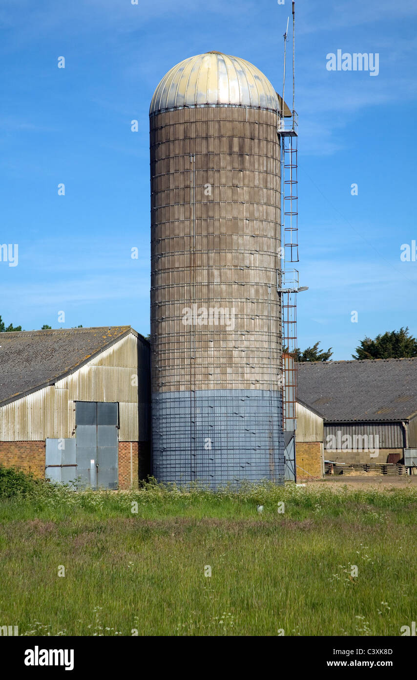 Silo tower in farmyard Wickham Market Suffolk England Stock Photo - Alamy