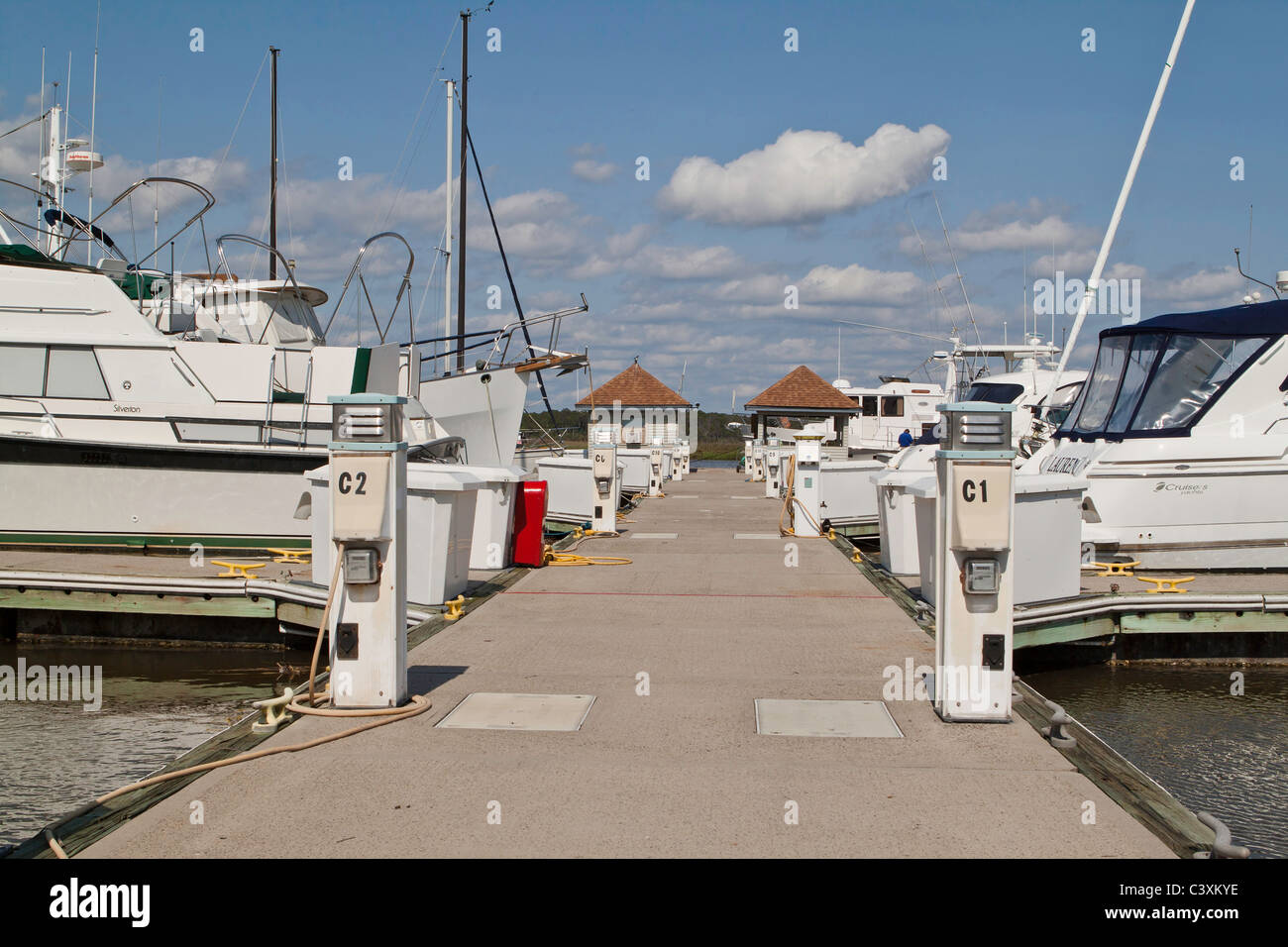 Marina and boardwalk on saltwater marsh. chriskirkphotography.net Stock ...