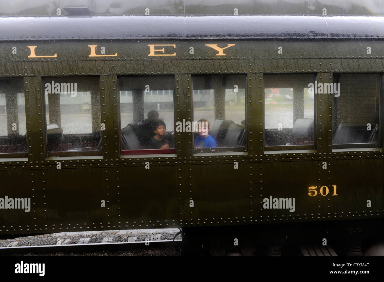 2 8 year old boys ride on the Essex Steam Train at Valley Railroad ...