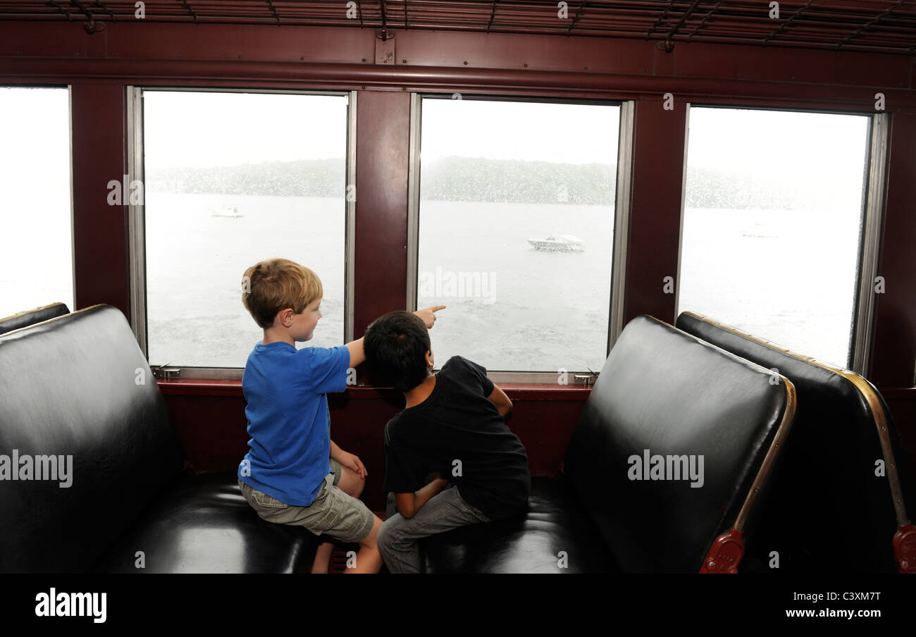 2 8 year old boys ride on the Essex Steam Train at Valley Railroad ...