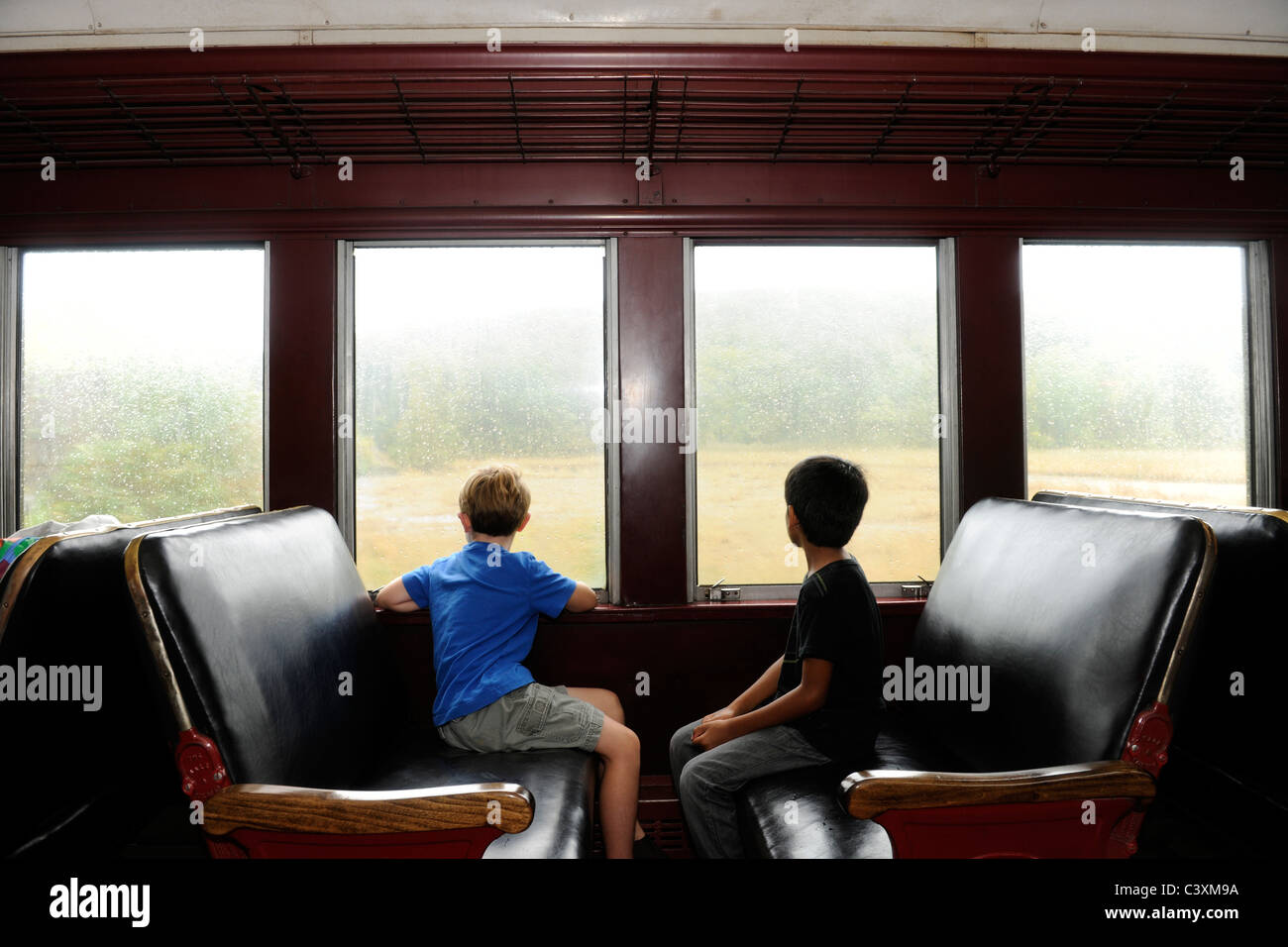 2 8 year old boys ride on the Essex Steam Train at Valley Railroad ...