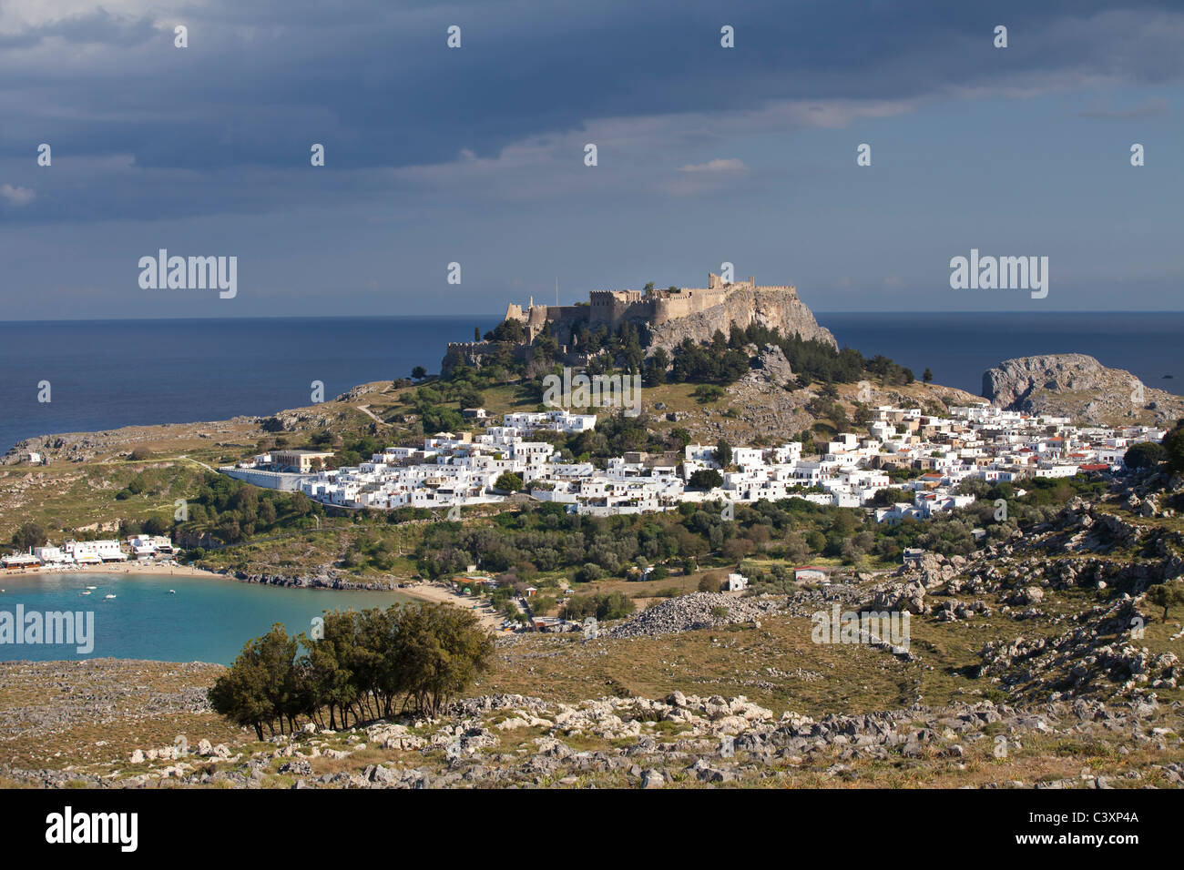 Castle of lindos Rhodes Stock Photo - Alamy