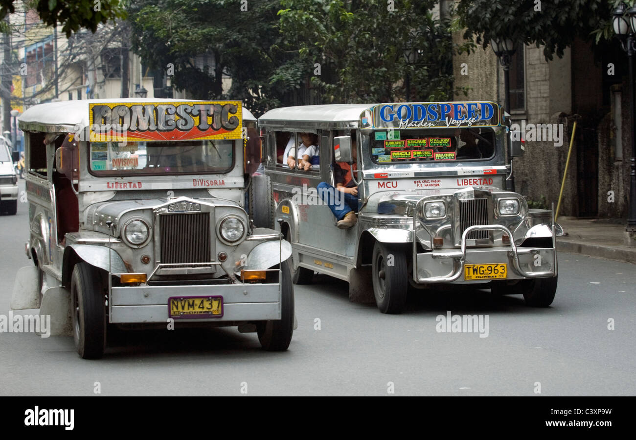 A decorated Jeepneys' drives down the road Stock Photo - Alamy