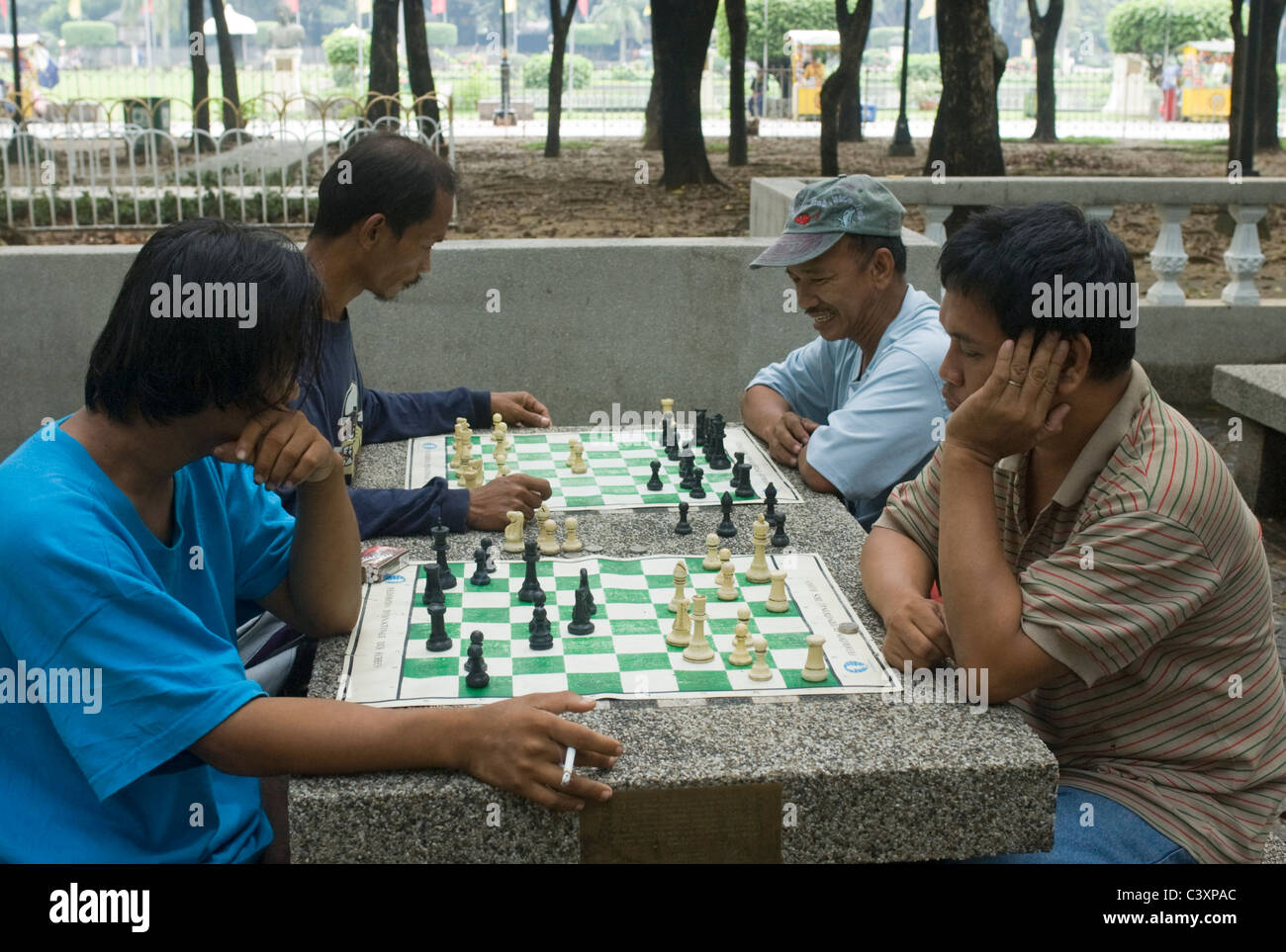 Men play chess in the park Stock Photo - Alamy