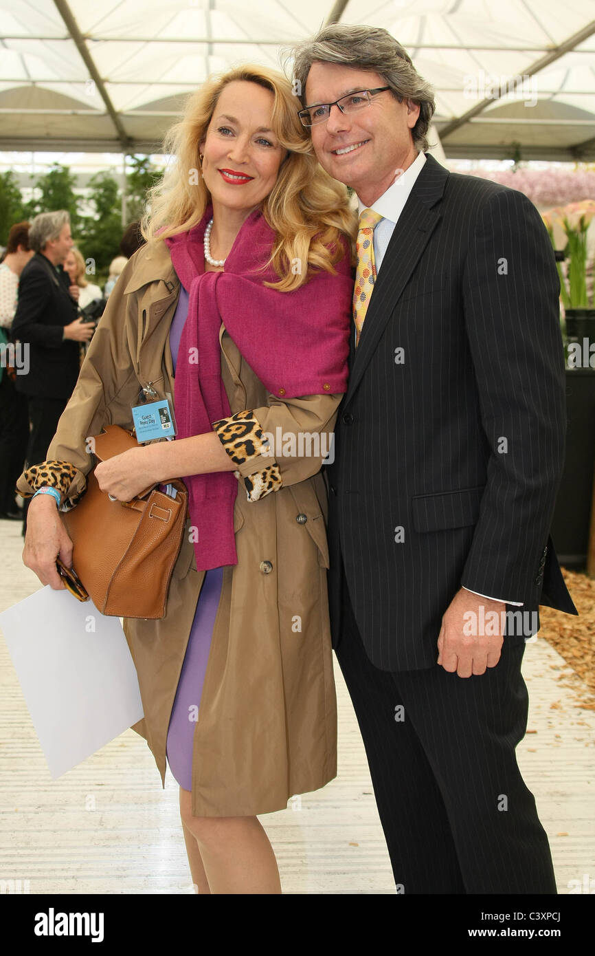 Jerry Hall and Partner Warwick Hemsley Stock Photo - Alamy