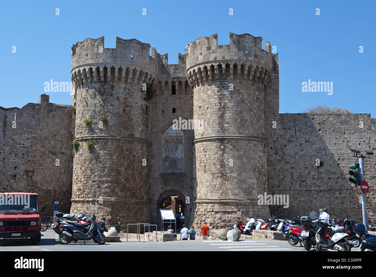 Rhodes castle marine gate town Stock Photo - Alamy