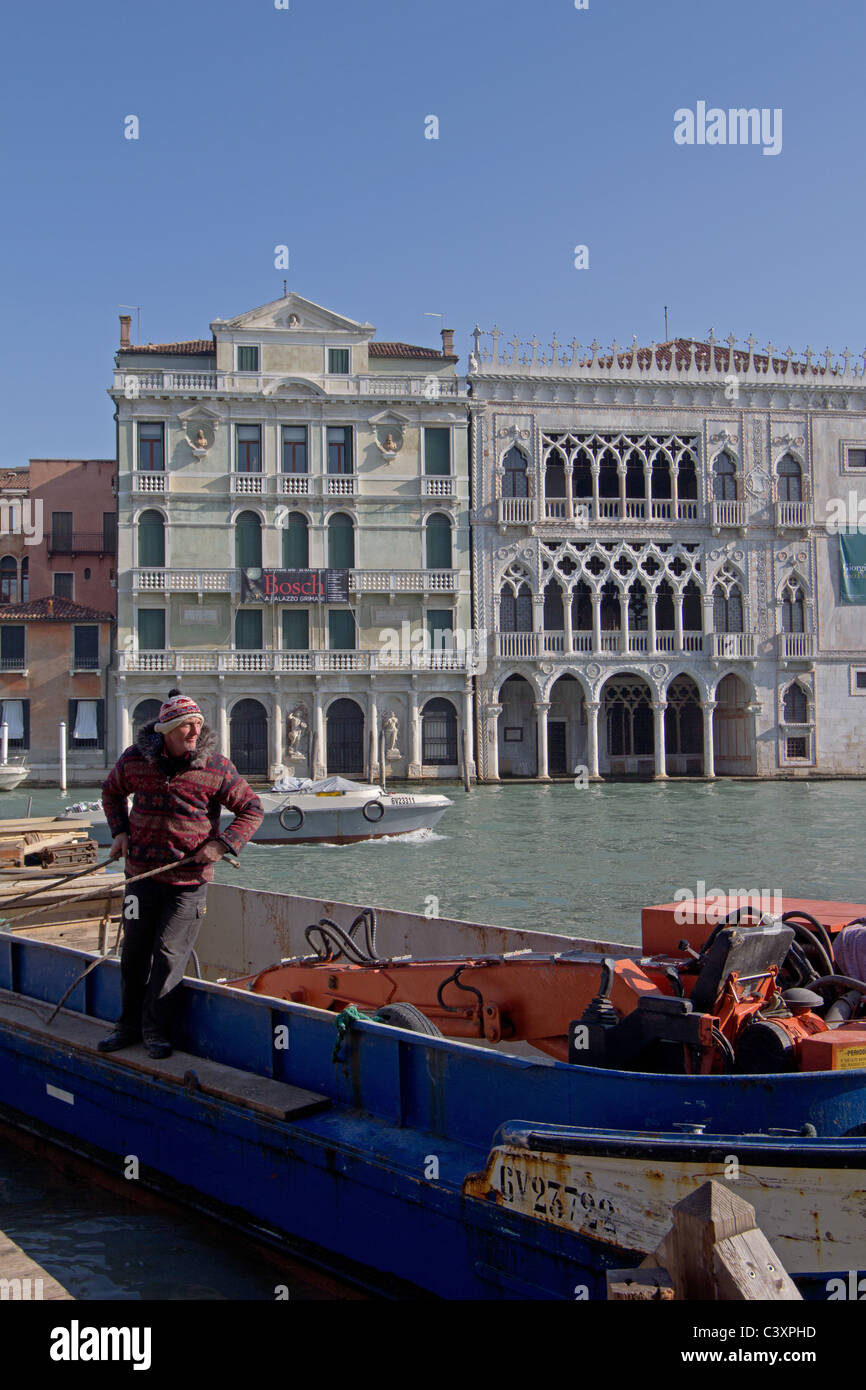 Delivery barge on the Grand Canal Stock Photo - Alamy