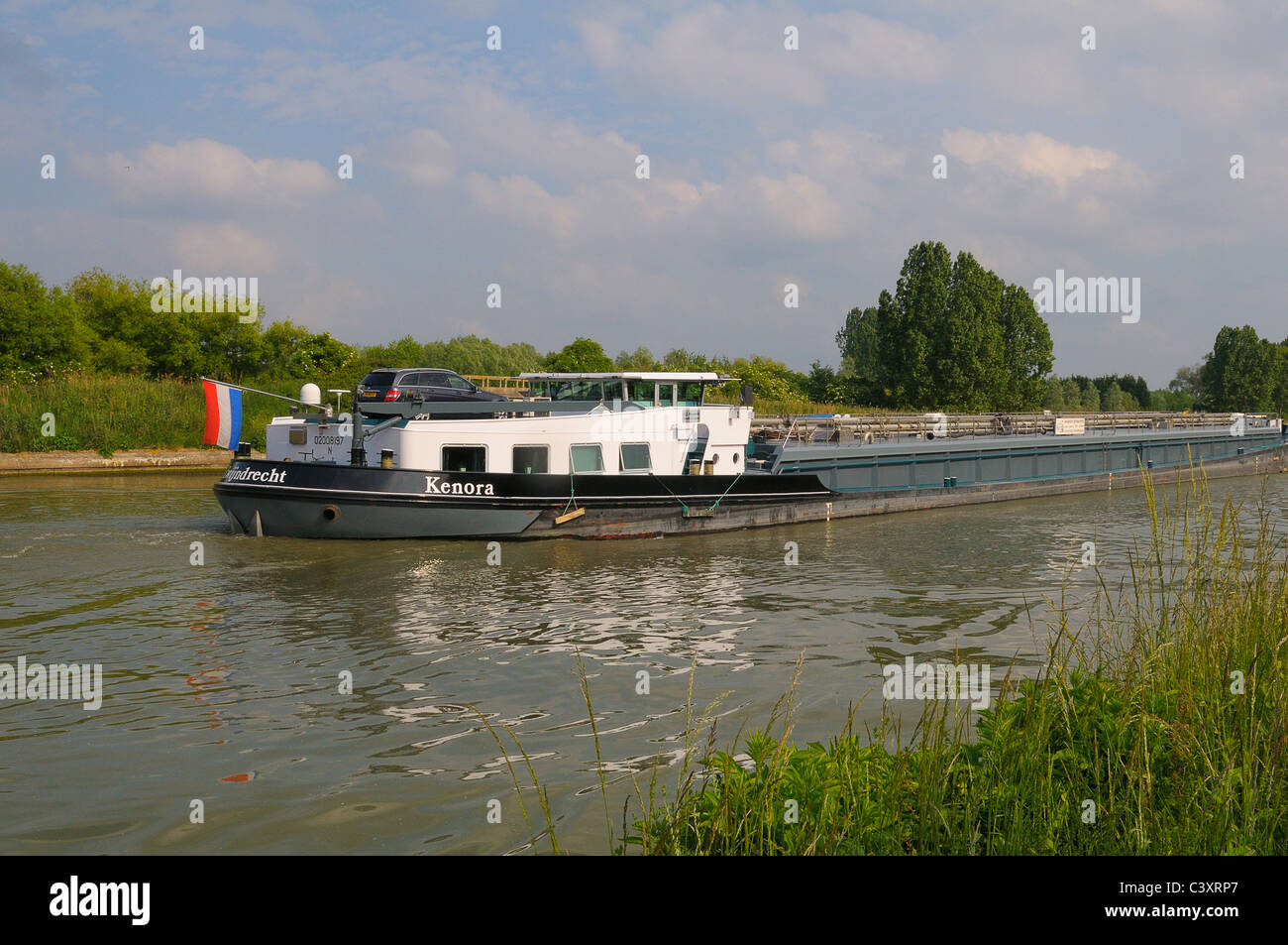 French tanker barge between St.Omer and Arques on the Canal de ...