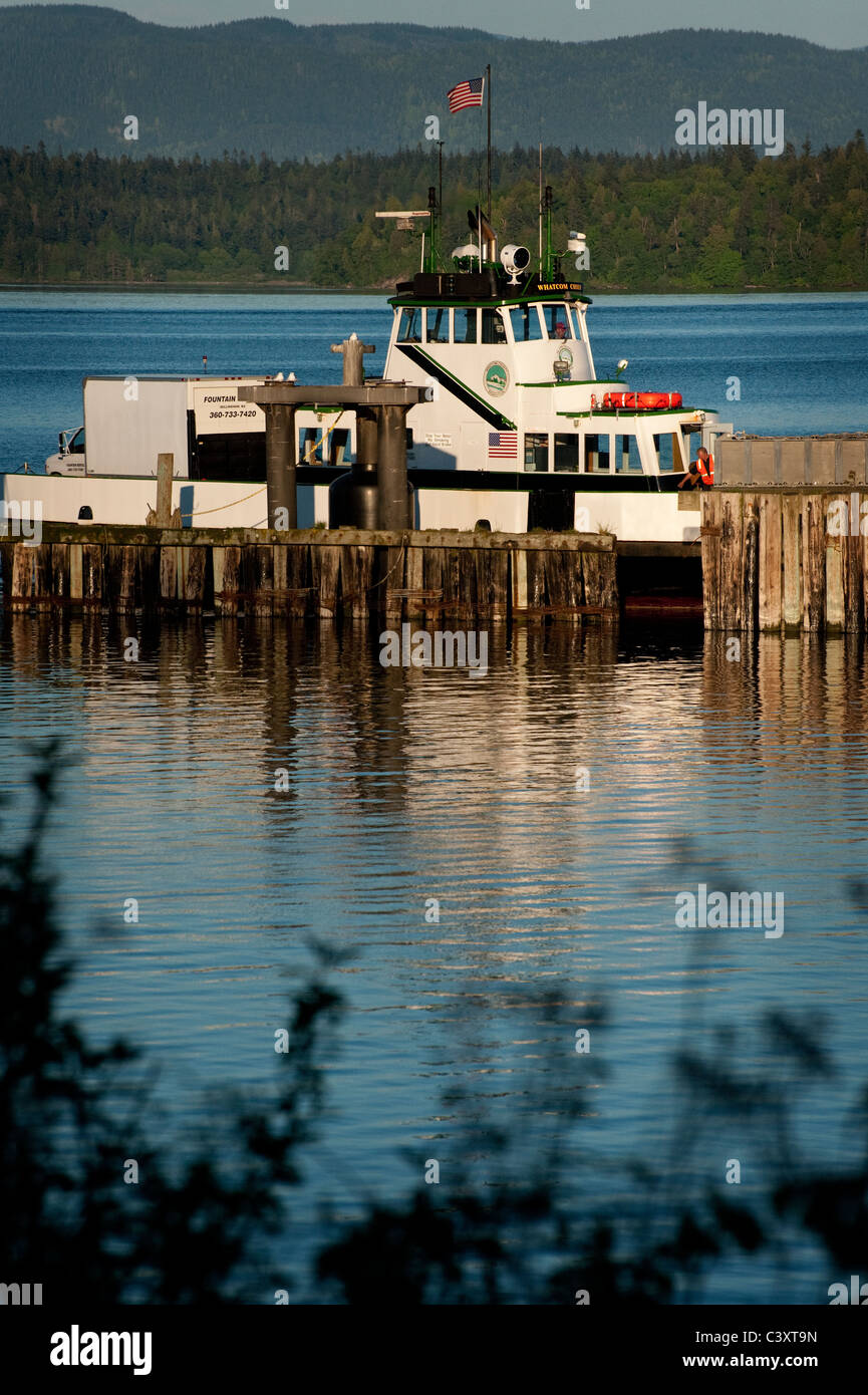 A ferry boat at Lummi Island, Washington, in the Puget Sound area ...
