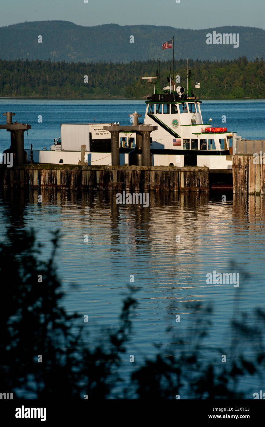 A ferry boat at Lummi Island, Washington, in the Puget Sound area ...