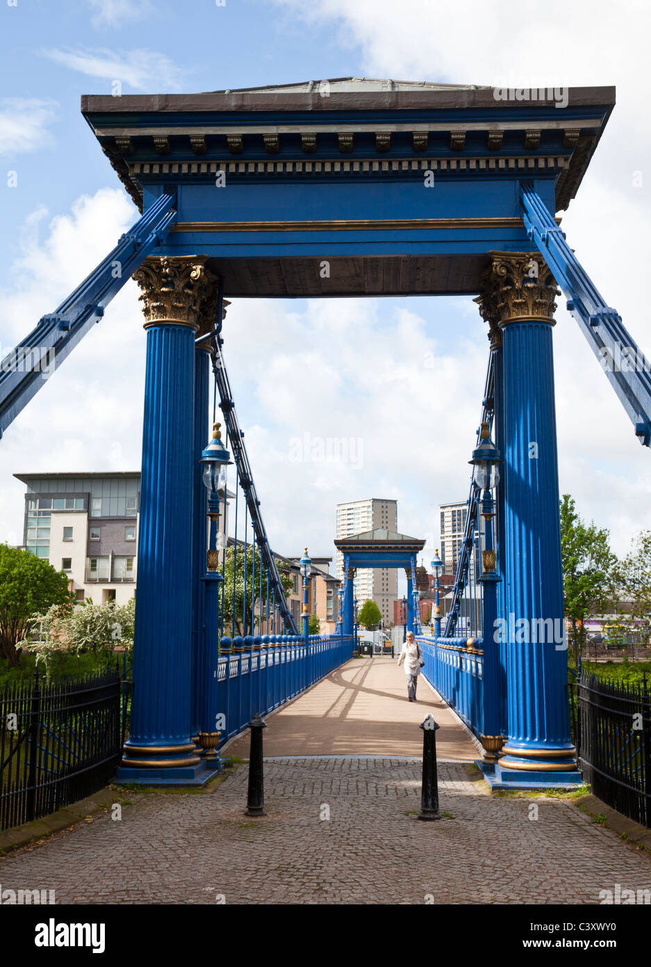 St Andrews Suspension Bridge (1856, refurbished 1997) over the River ...