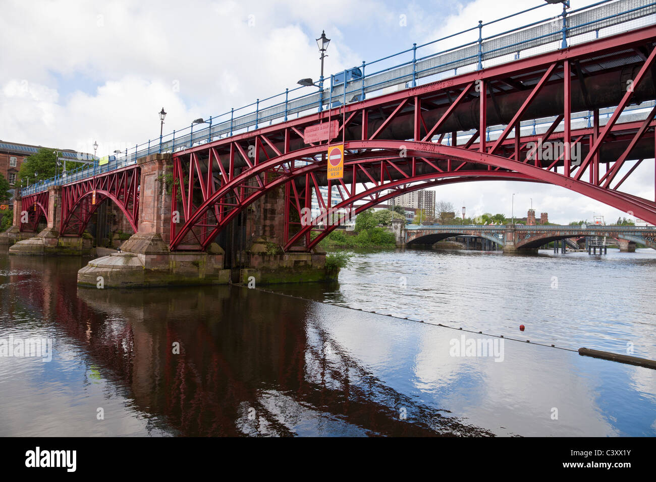 Tidal Weir and Pipe Bridge (1949) over the River Clyde with the Albert ...