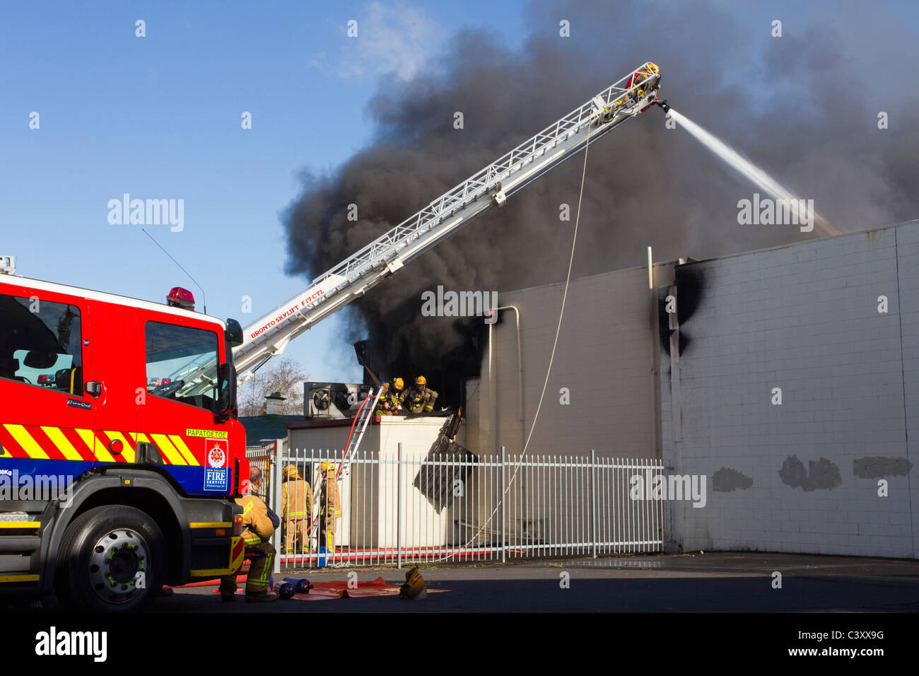 Fire in a factory, Elliott Street, Auckland, New Zealand, Thursday, May ...