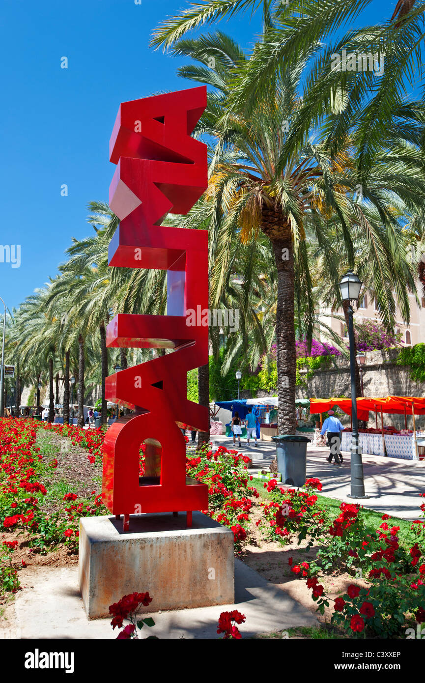 Palm trees palma city sign vibrant holiday hi-res stock photography and ...
