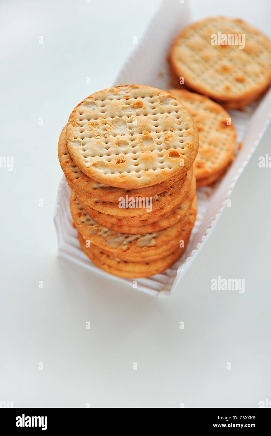 Pile of round crackers Stock Photo - Alamy