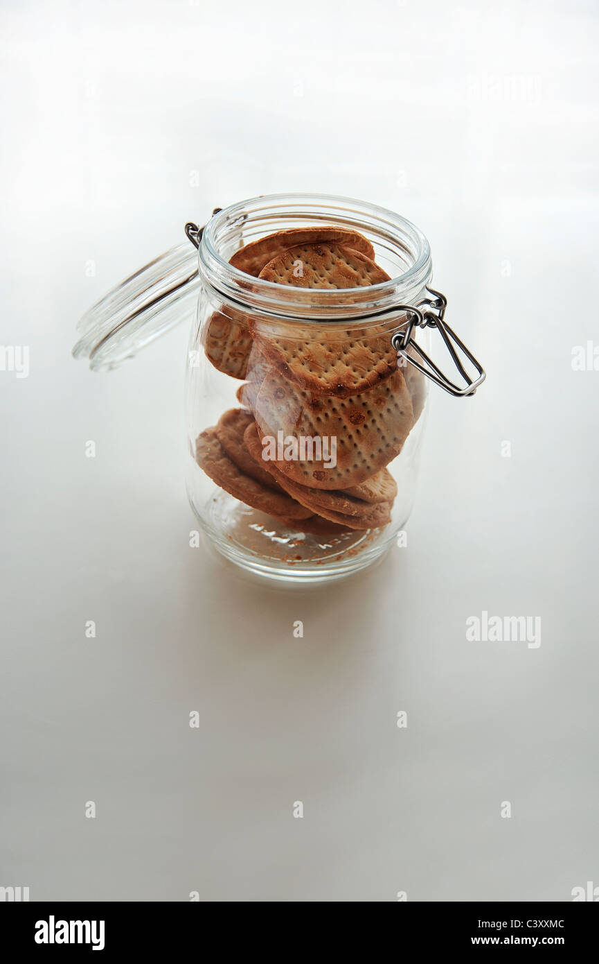 Crackers in a glass jar Stock Photo - Alamy