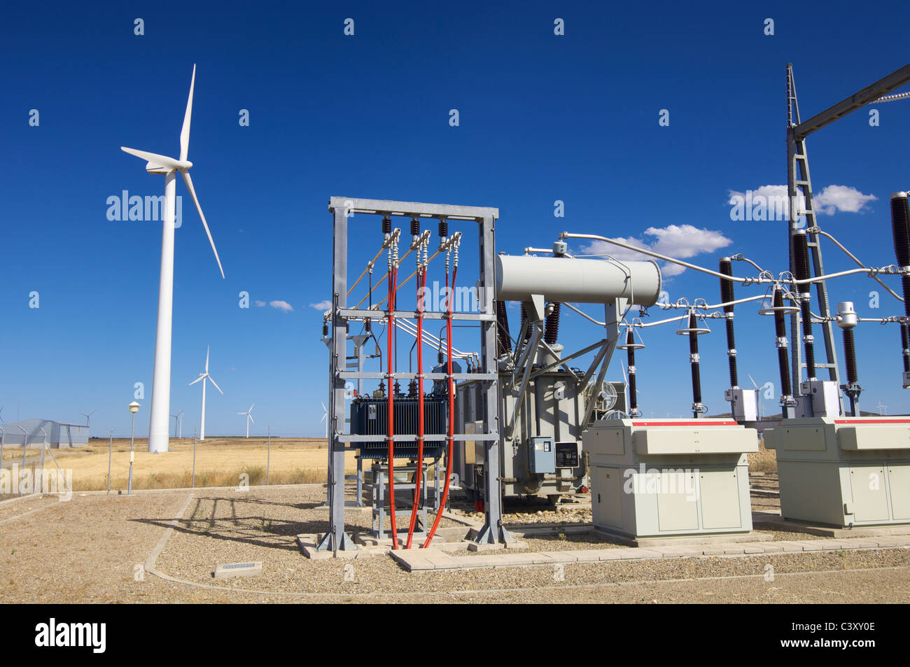 Windmill and transmission tower hi-res stock photography and images - Alamy