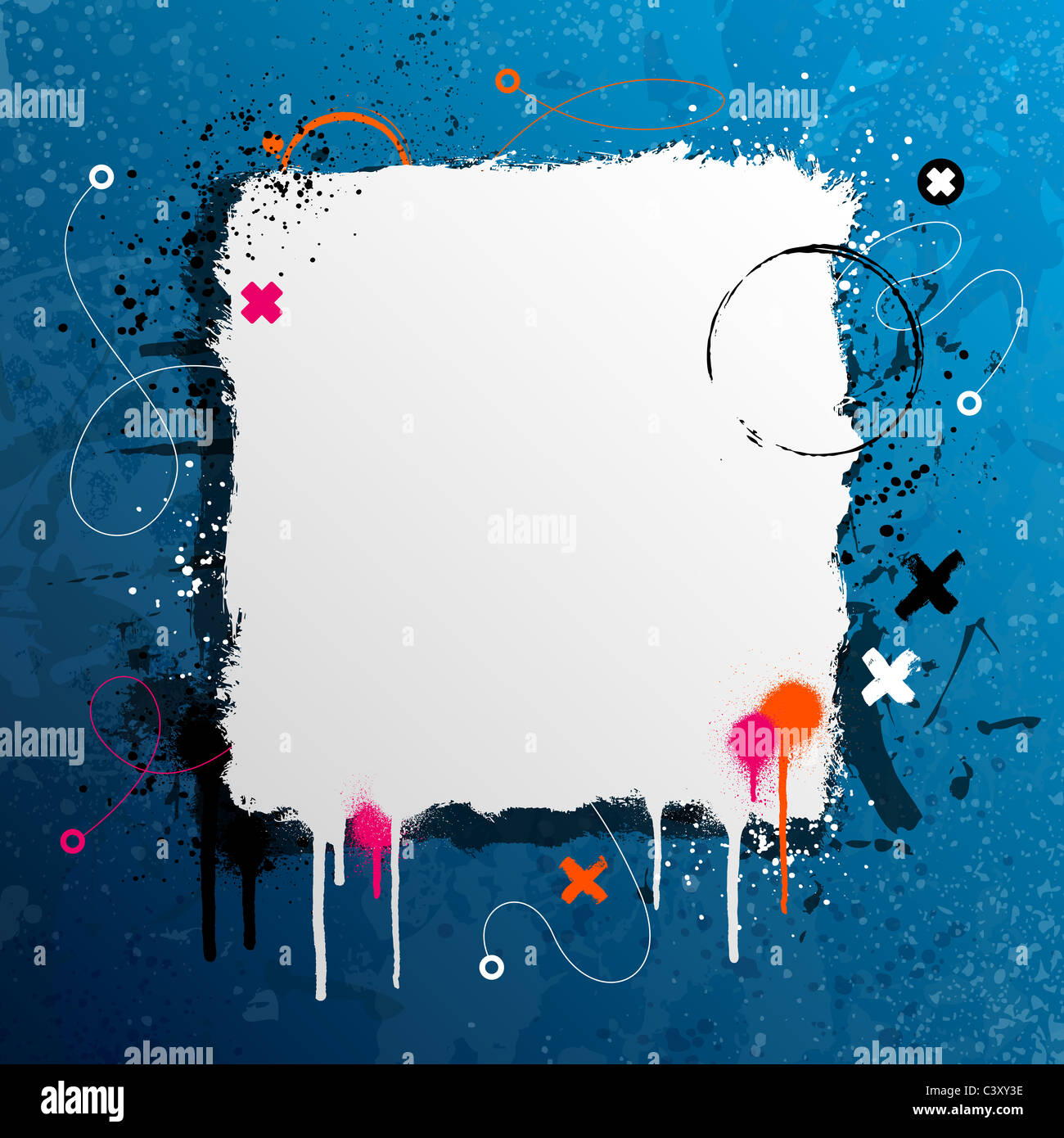 Grunge page frame design with paint splatter eps10 Stock Photo - Alamy