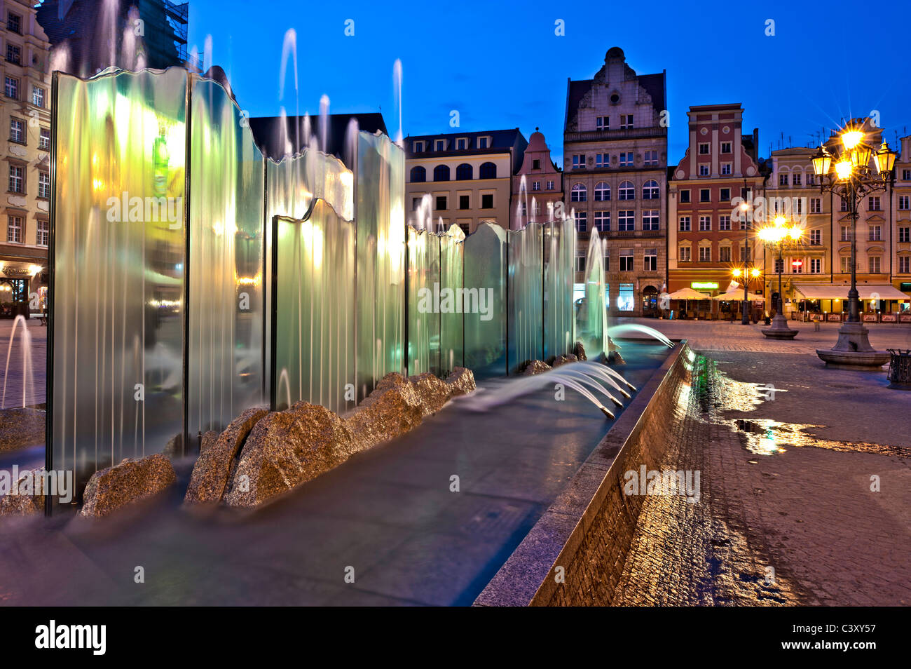 Contemporary fountain in Old Town, Wroclaw, Poland Stock Photo - Alamy