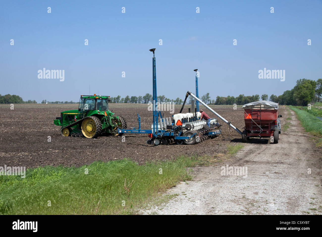 Farmers planting seed Spring Indiana USA Stock Photo - Alamy